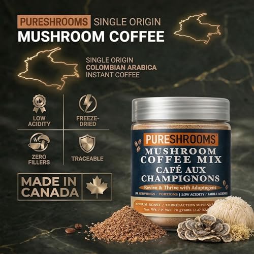 Instant coffee with mushrooms for convenience