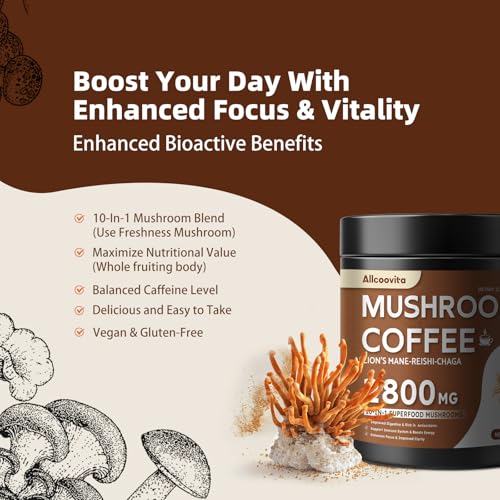 instant coffee with natural mushroom benefits