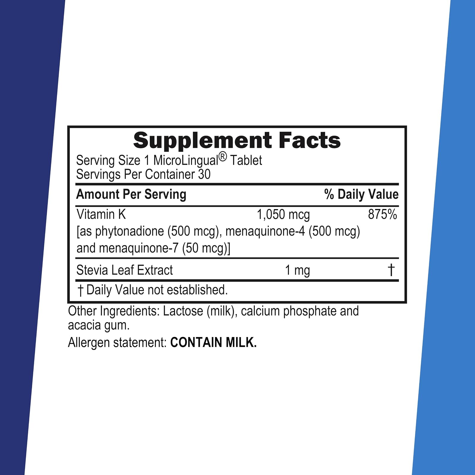 instant dissolve vitamin K2 tablets