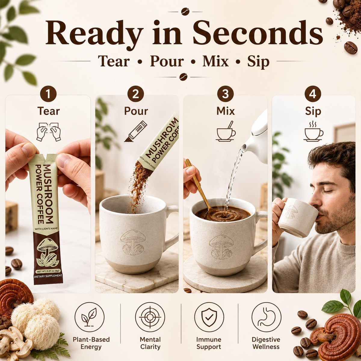 instant mushroom coffee blend