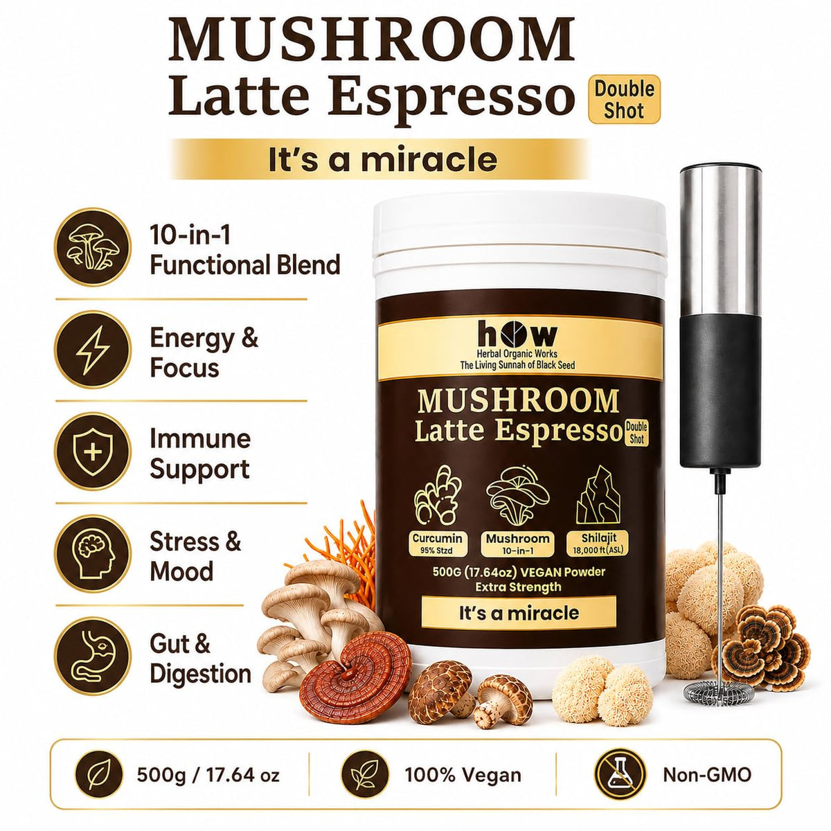 instant mushroom latte for energy boost
