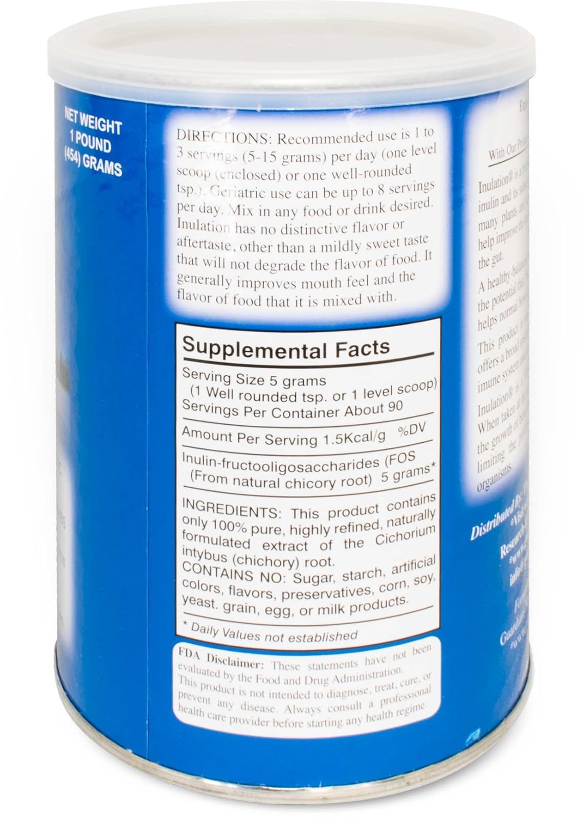 Inulin powder for improved gut function