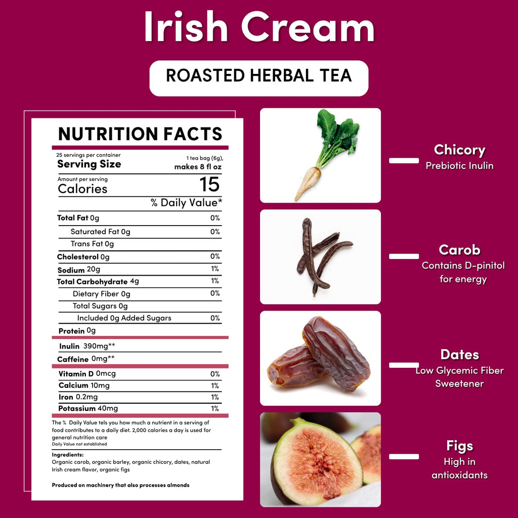Irish cream flavour herbal tea bags