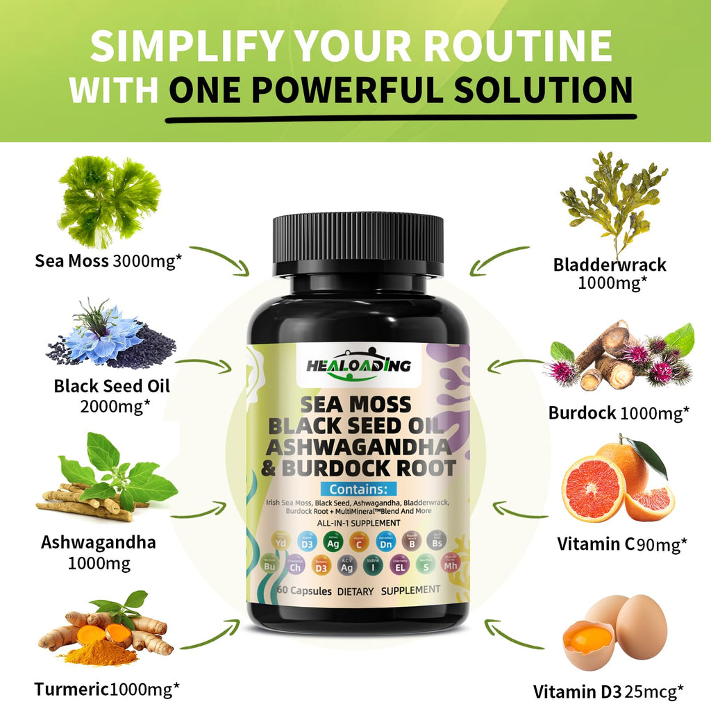 Irish sea moss capsules for natural energy
