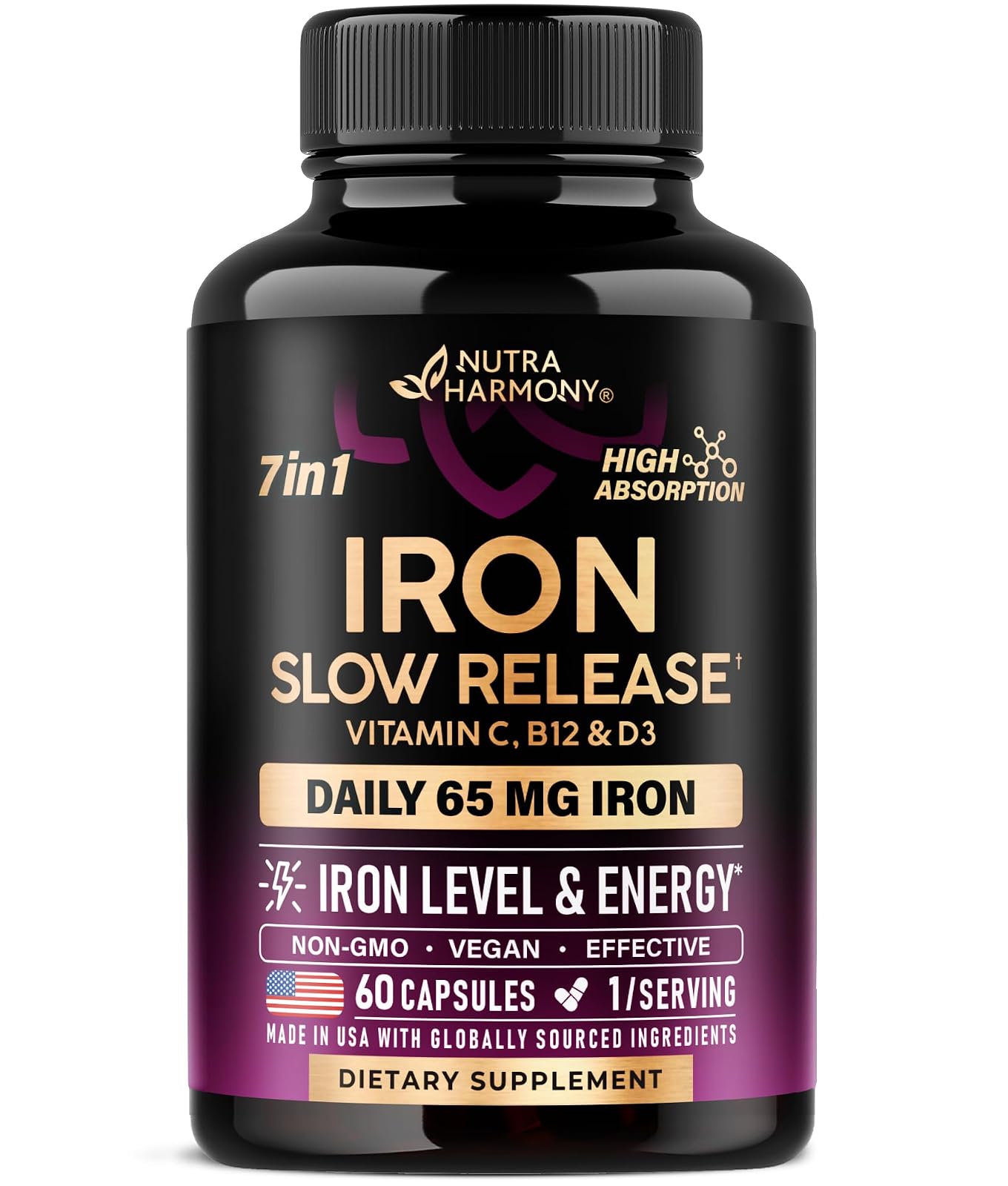 iron 65 mg capsules for energy