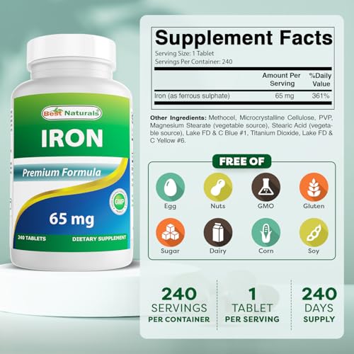 Iron 65 mg tablets for healthy blood