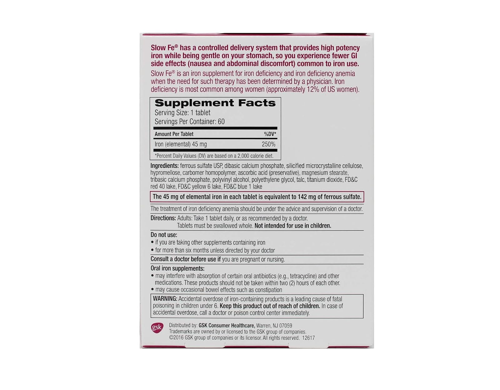 Iron bisglycinate 45 mg tablets