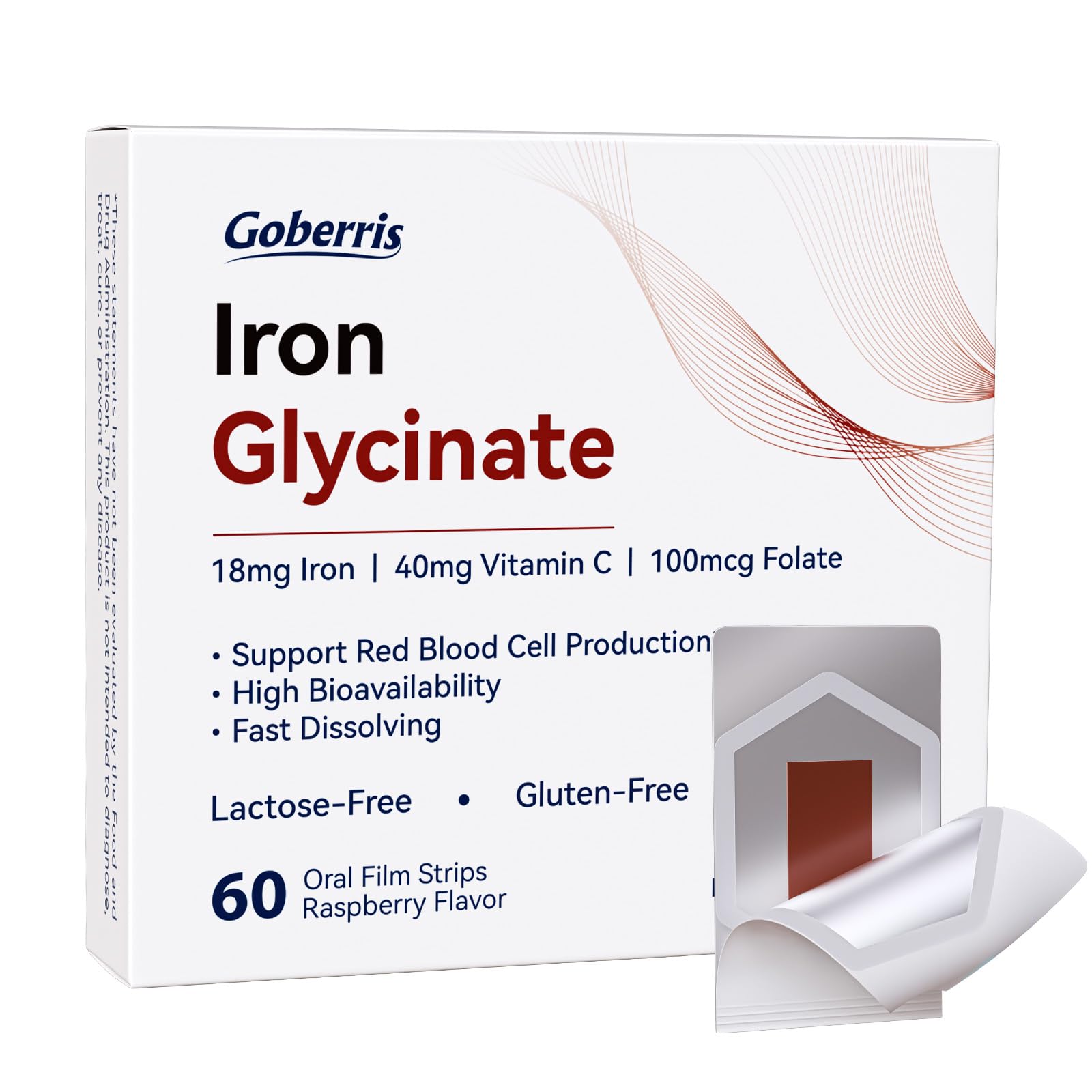 Iron Bisglycinate raspberry oral strips