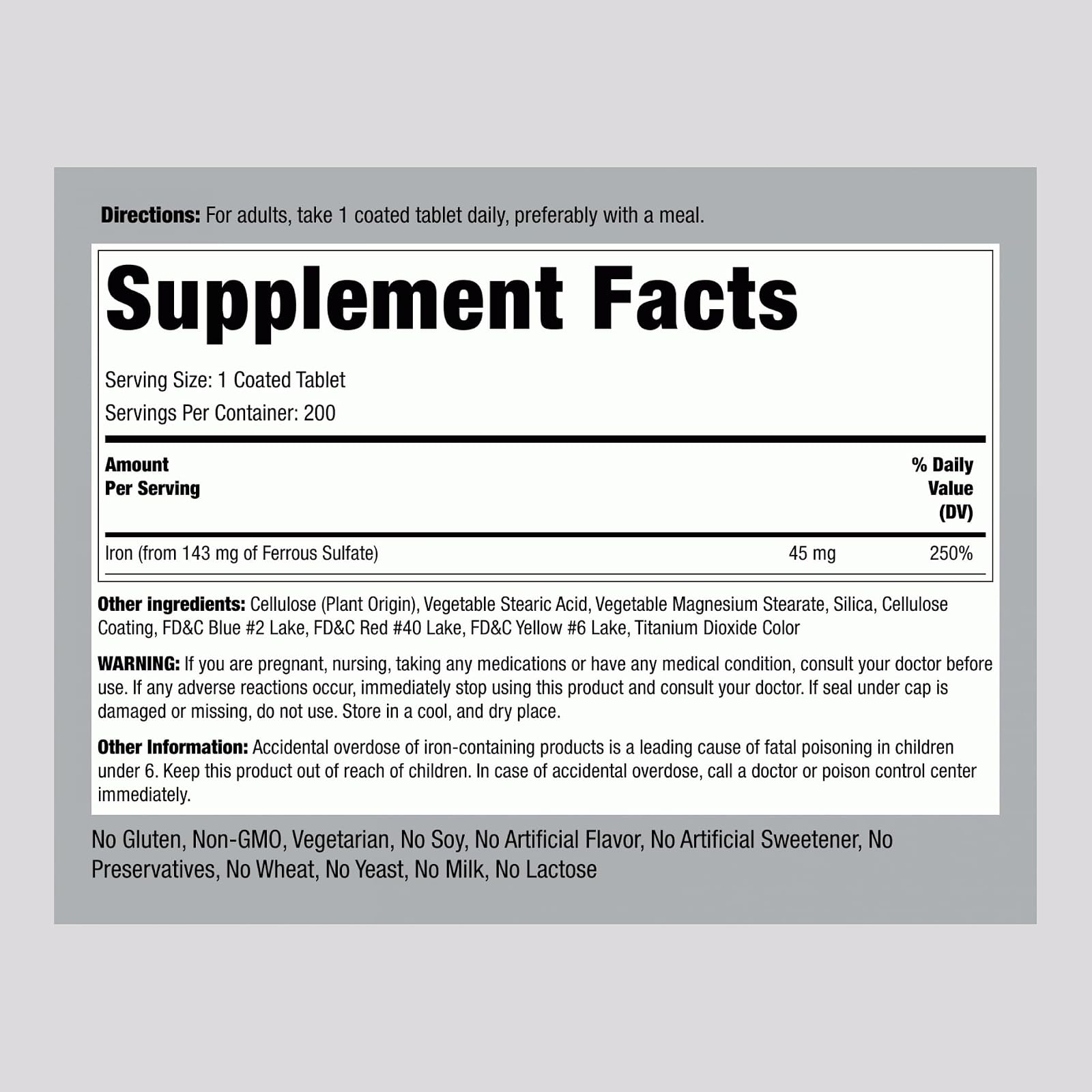 Iron bisglycinate vegetarian tablets