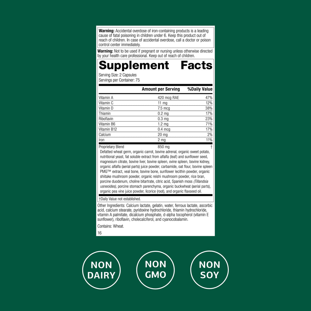 iron enriched blended vitamin & mineral supplements