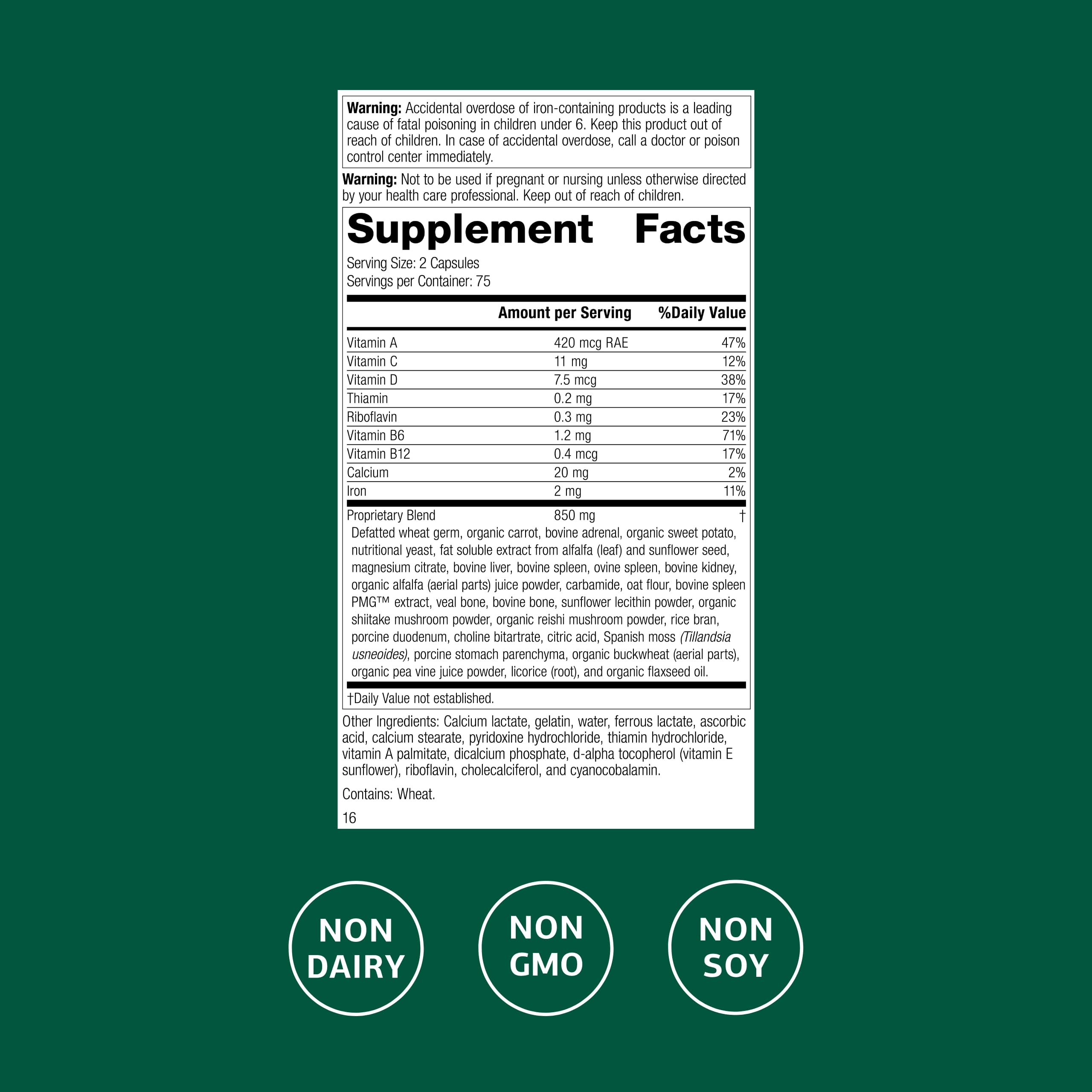 iron enriched blended vitamin & mineral supplements