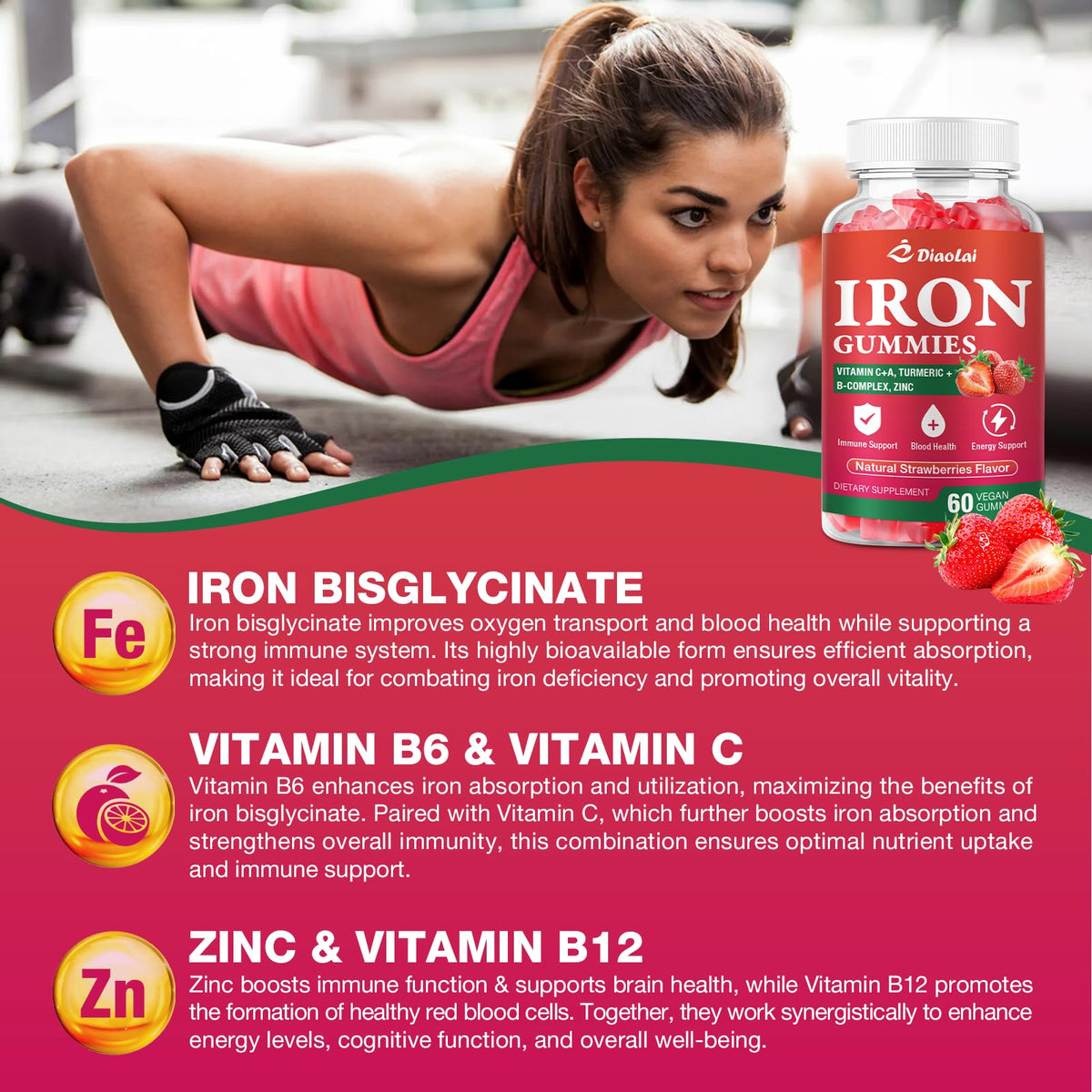 Iron gummies for energy boost
