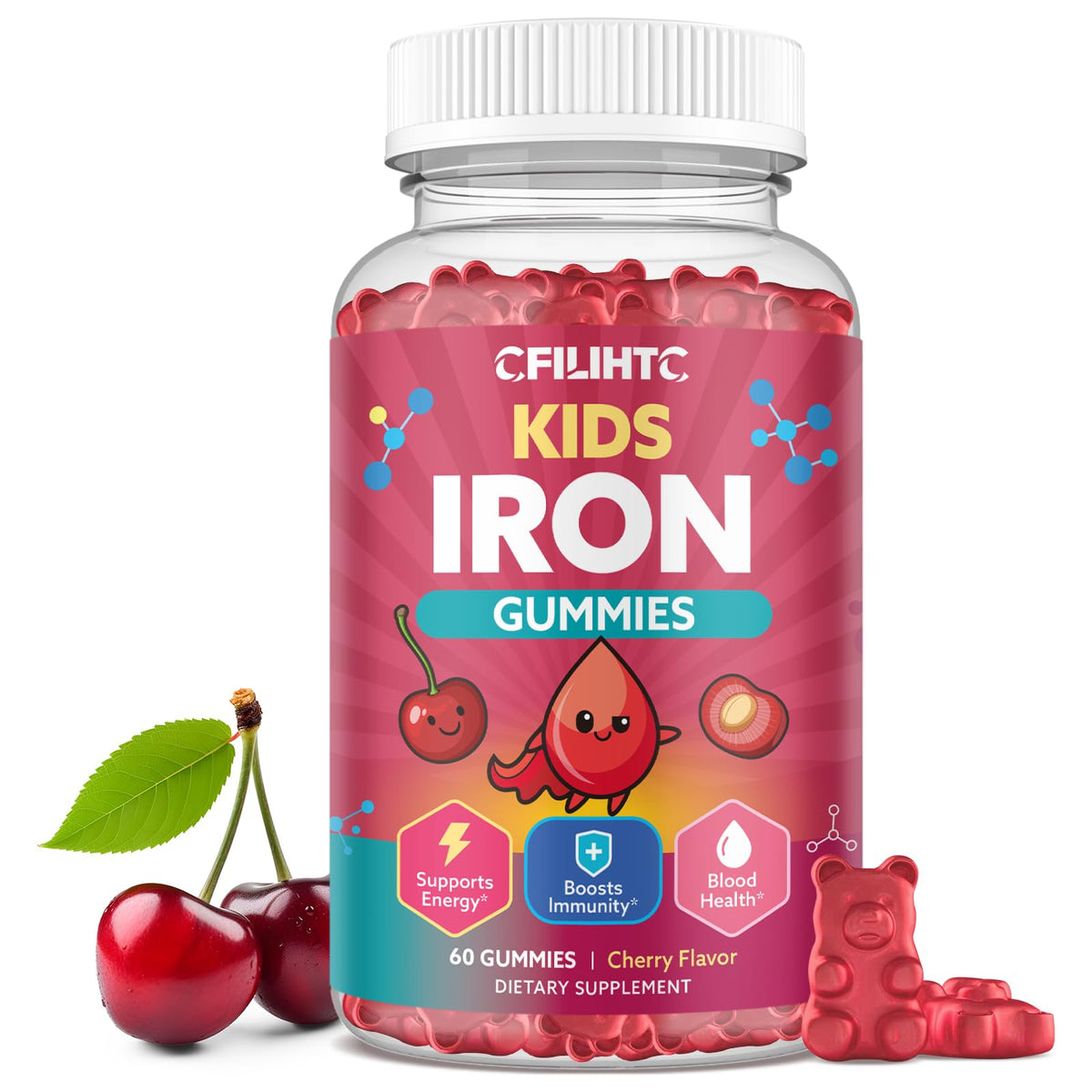 Iron gummies for kids cherry