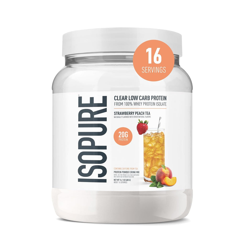 Isopure whey protein strawberry peach tea