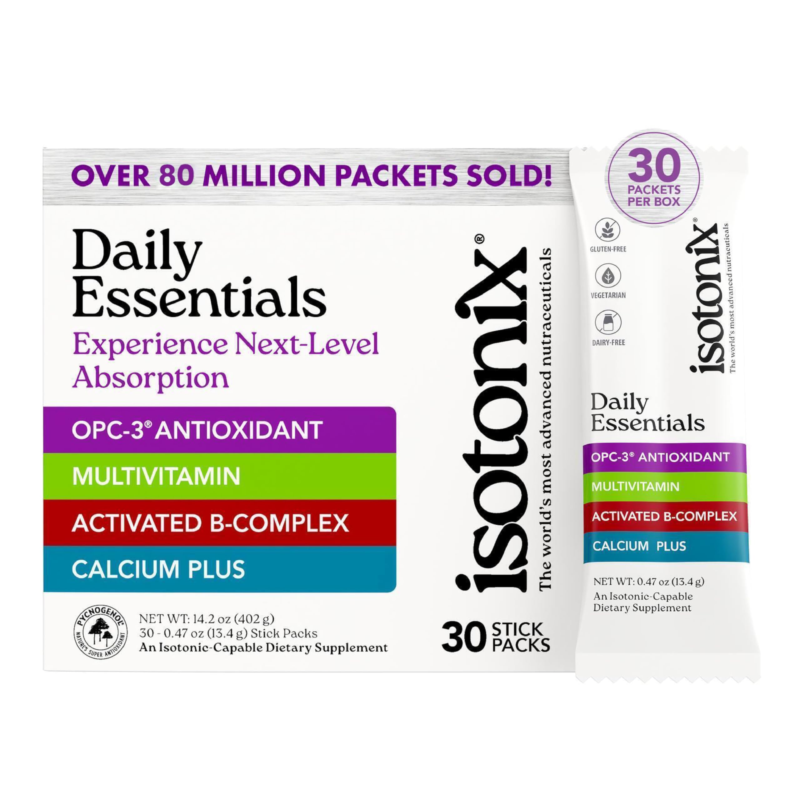 Isotonic daily multivitamin powder packets