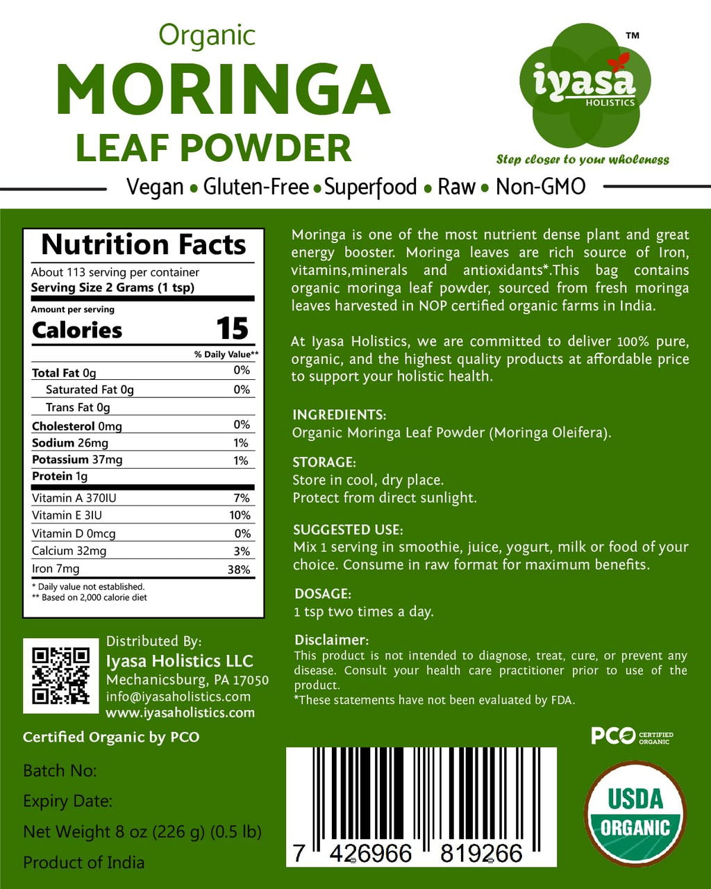 Iyasa Holistics moringa superfood