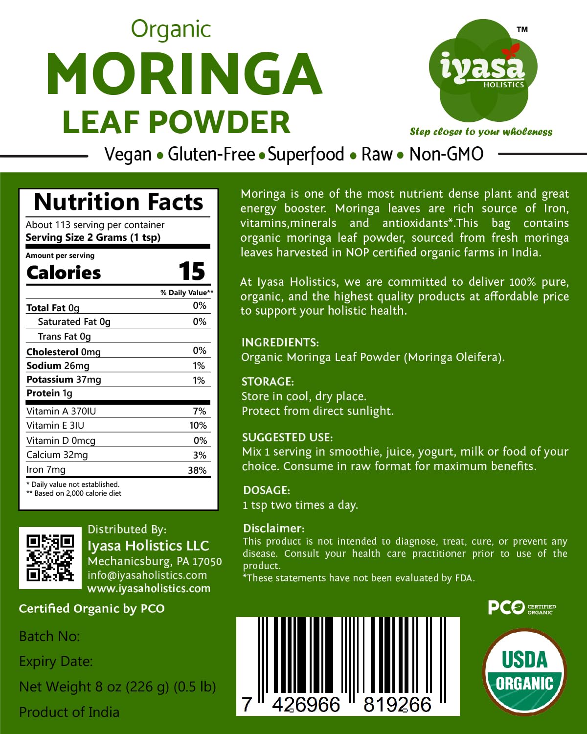 Iyasa Holistics moringa superfood