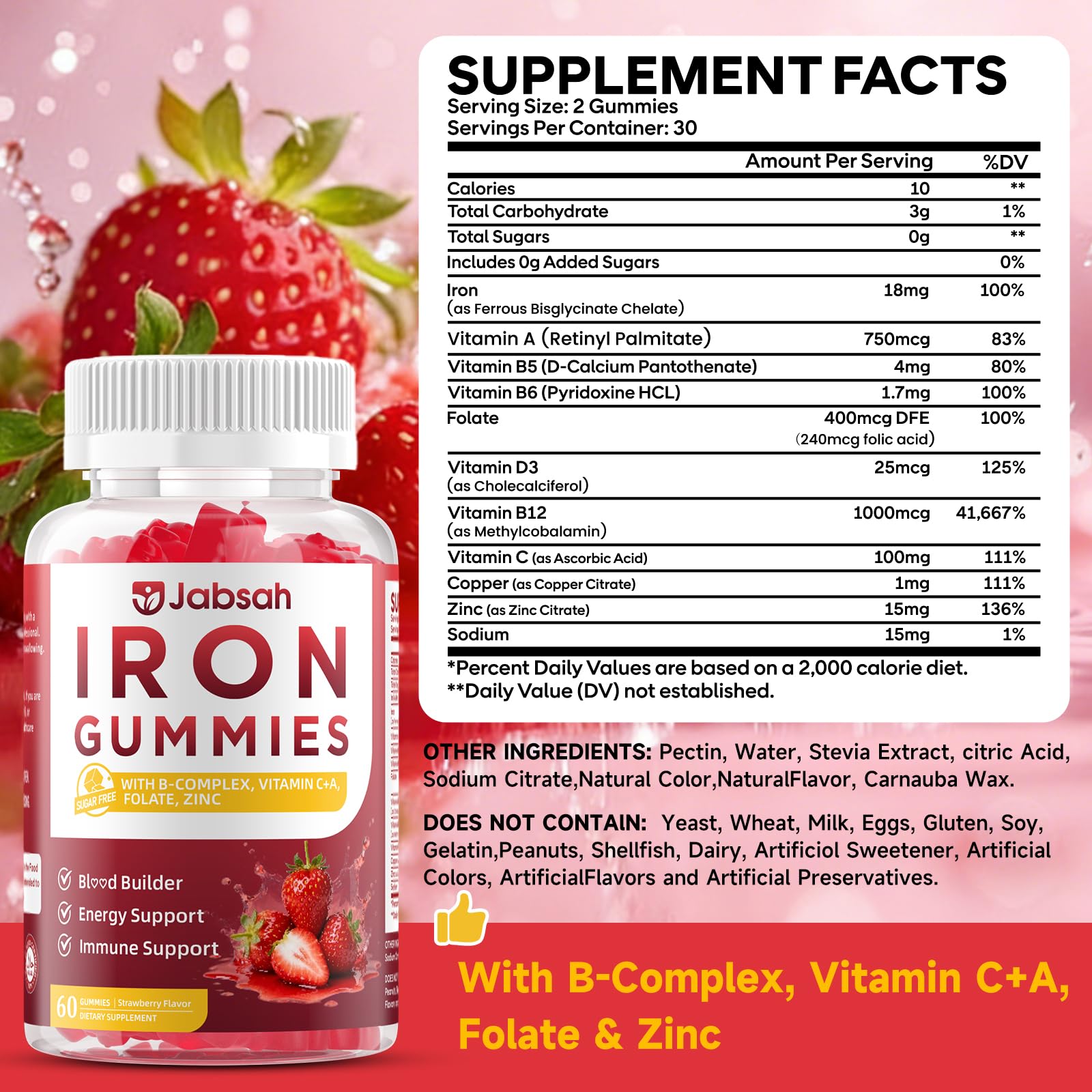 Jabsah iron gummies for women