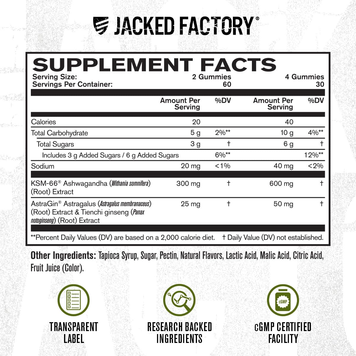 Jacked Factory ashwagandha gummies for energy boost