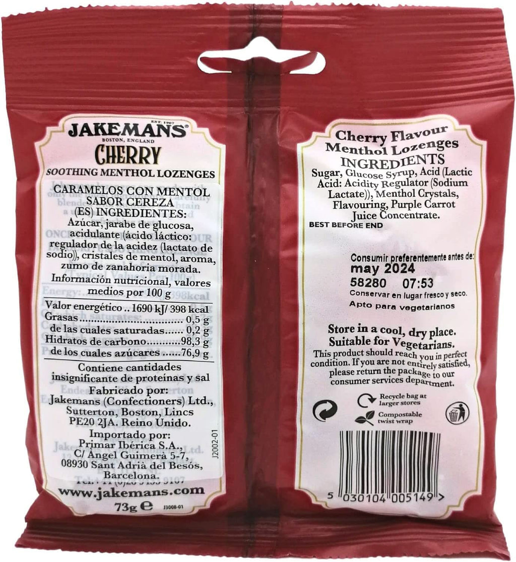 Jakemans cherry lozenges for soothing taste