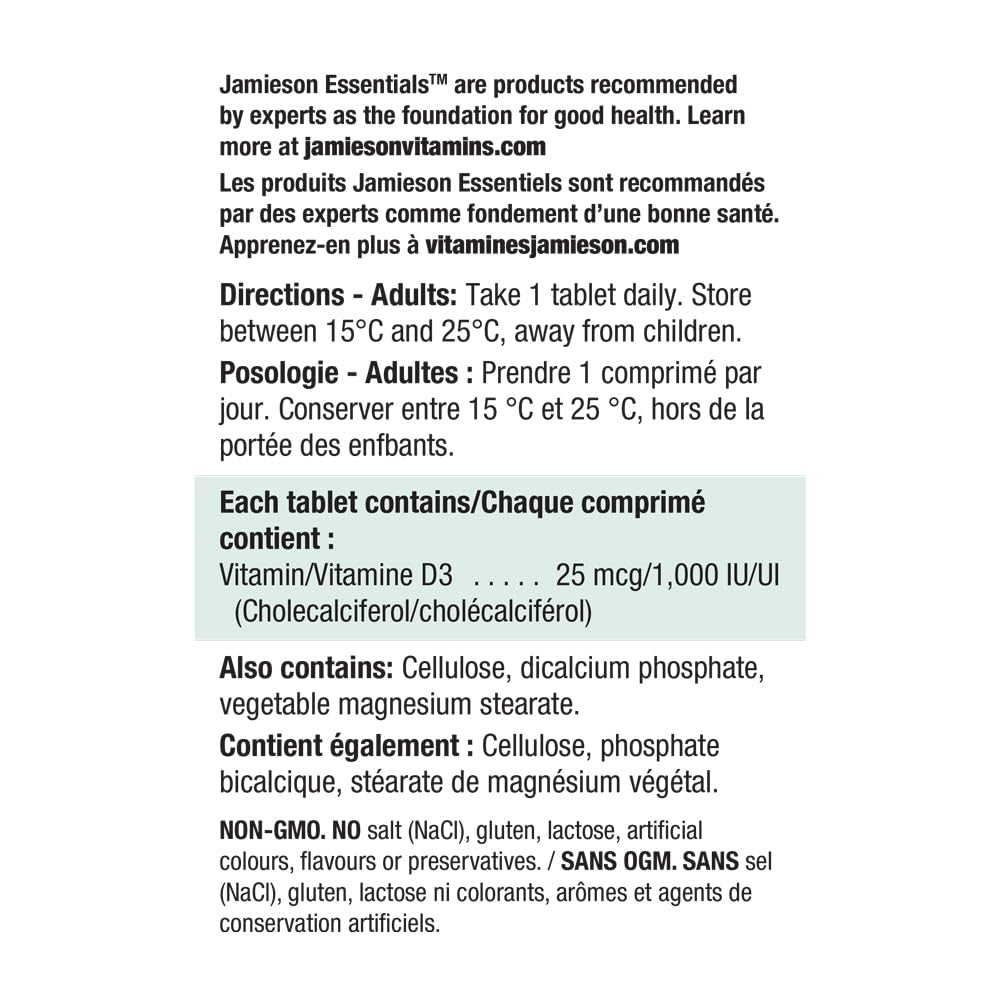 Jamieson vitamin D3 supports bone strength