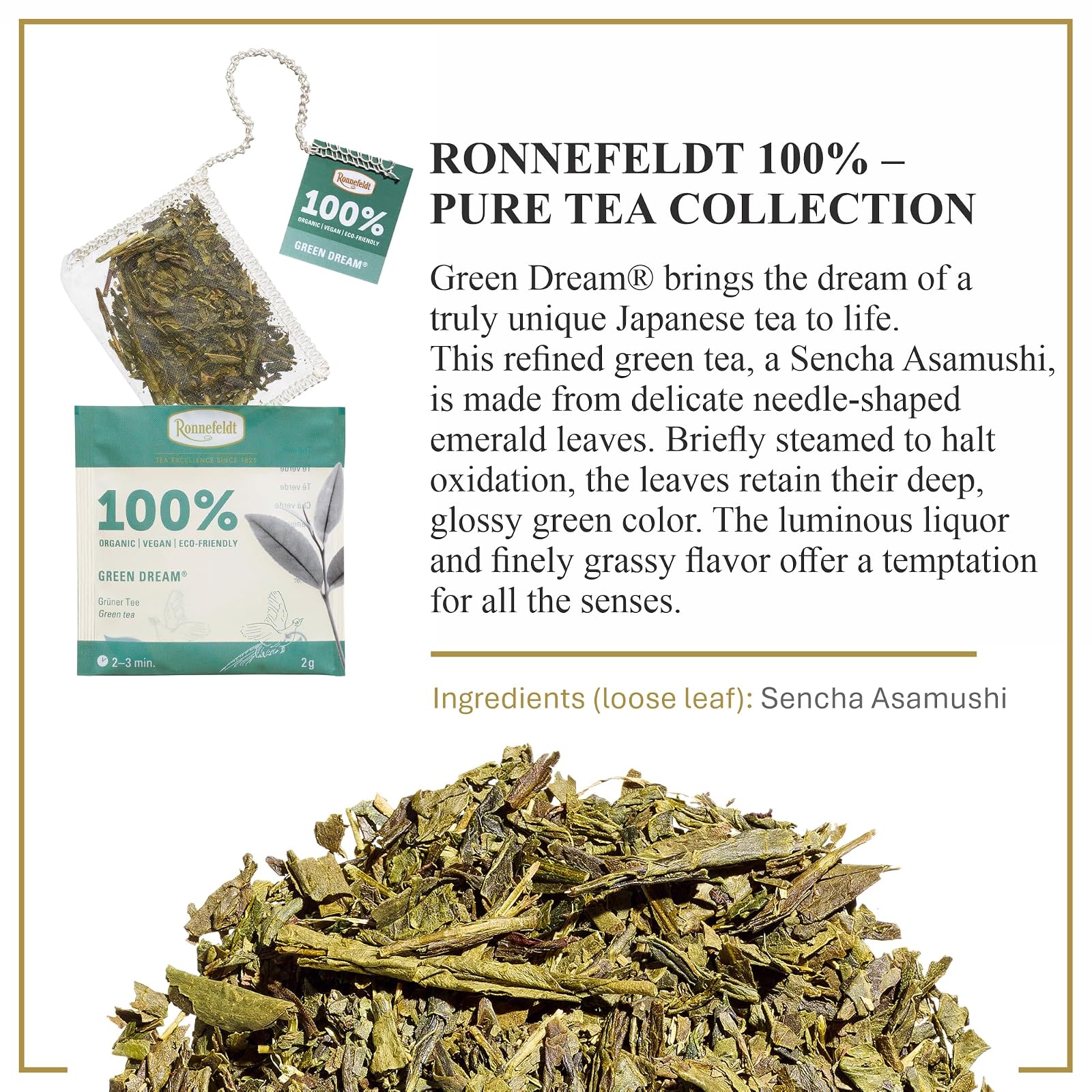 Japanese Sencha green tea wrapped bags