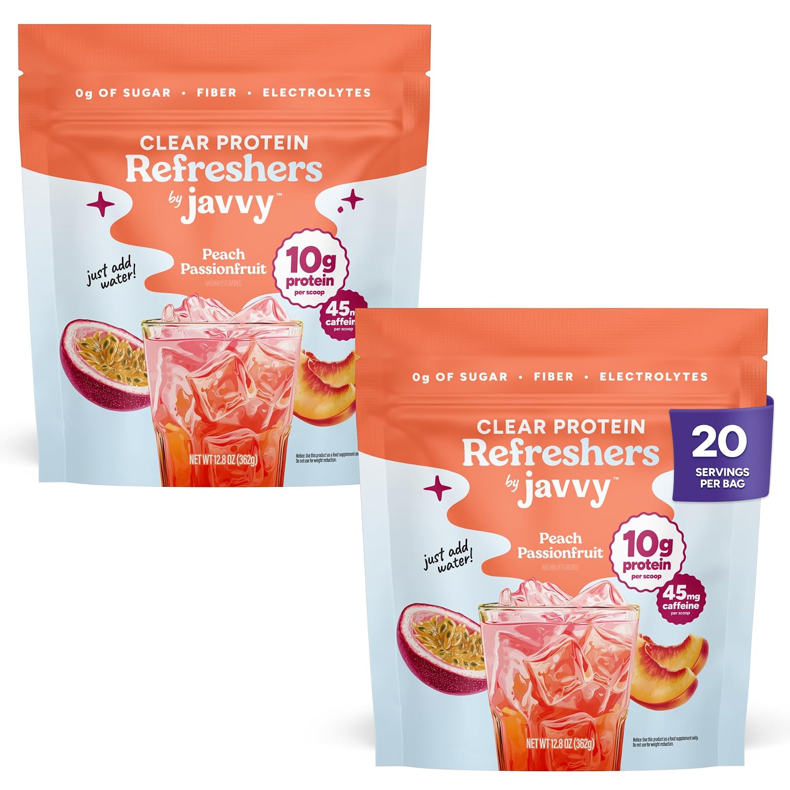 Javvy Clear Protein Powder peach flavour