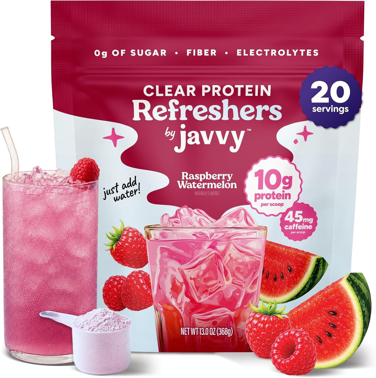Javvy Clear Protein Powder Raspberry Watermelon flavour