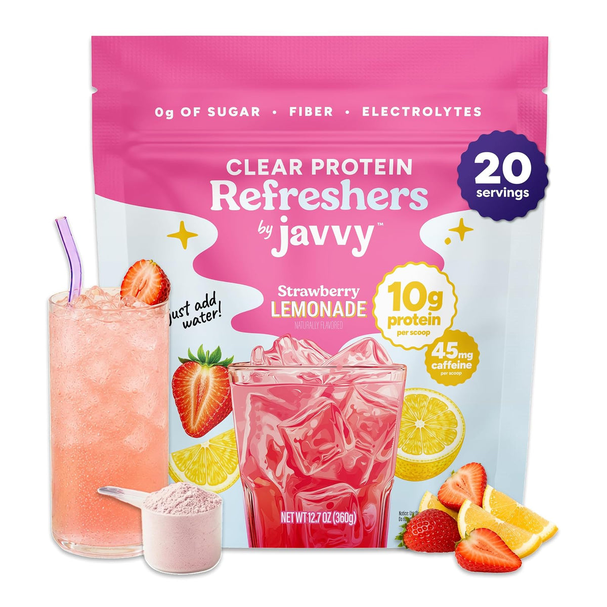 Javvy clear protein powder strawberry lemonade