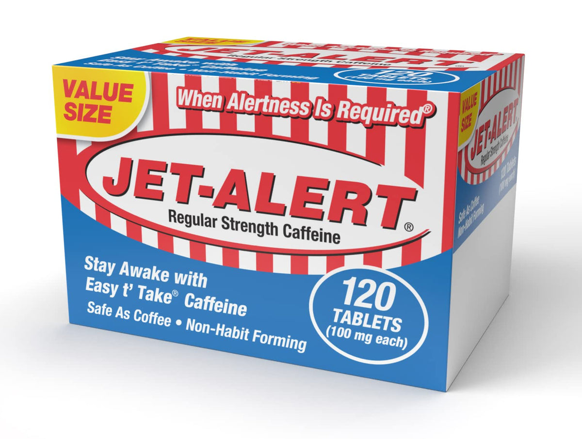 Jet-Alert caffeine tablets for energy