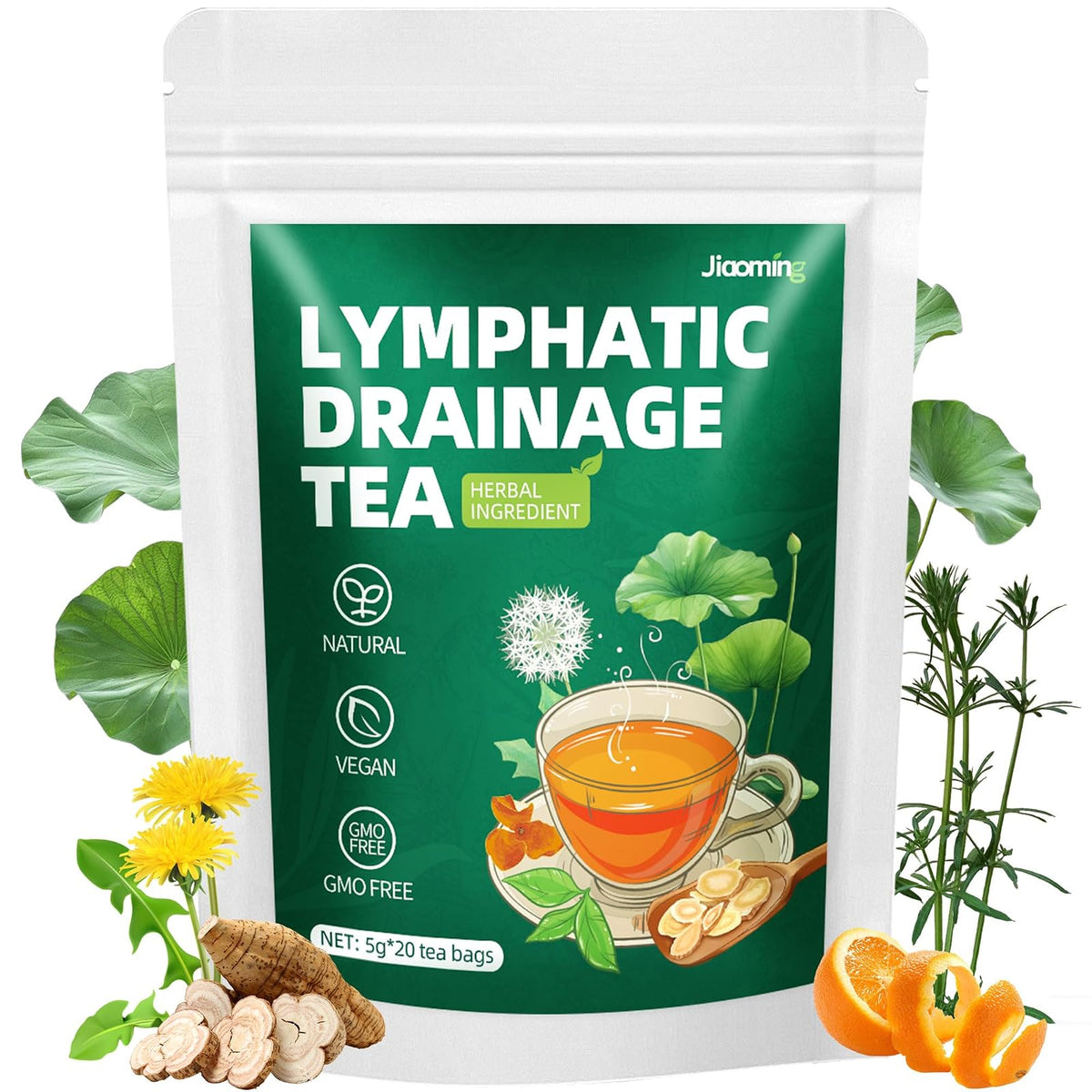 Jiaoming herbal tea for lymphatic health