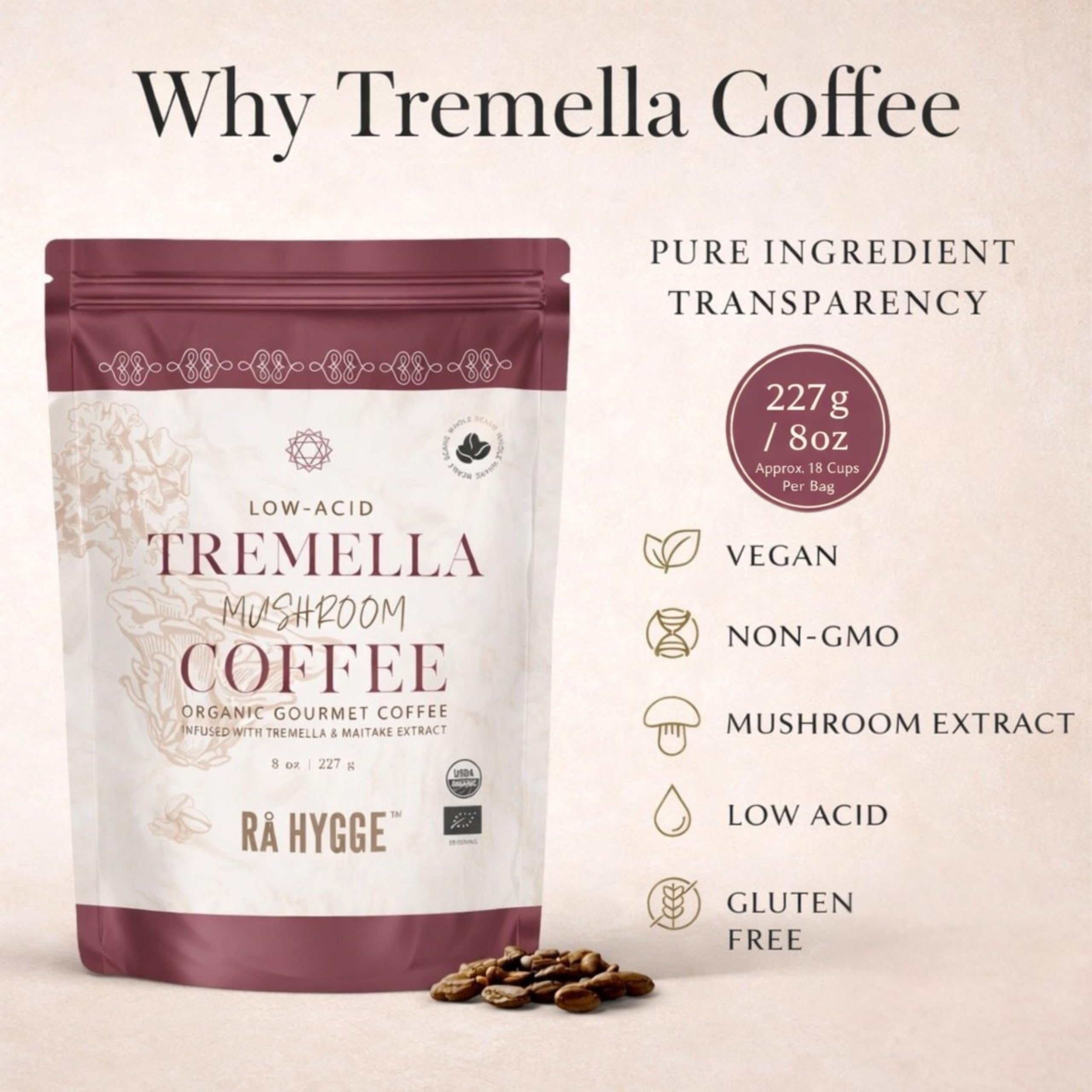 jitter-free coffee with tremella mushrooms