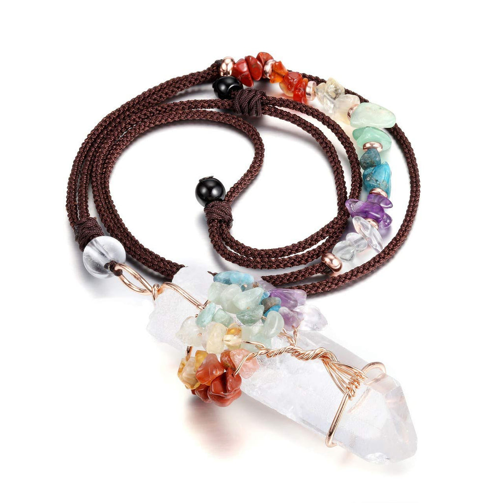 Jovivi clear quartz chakra pendant