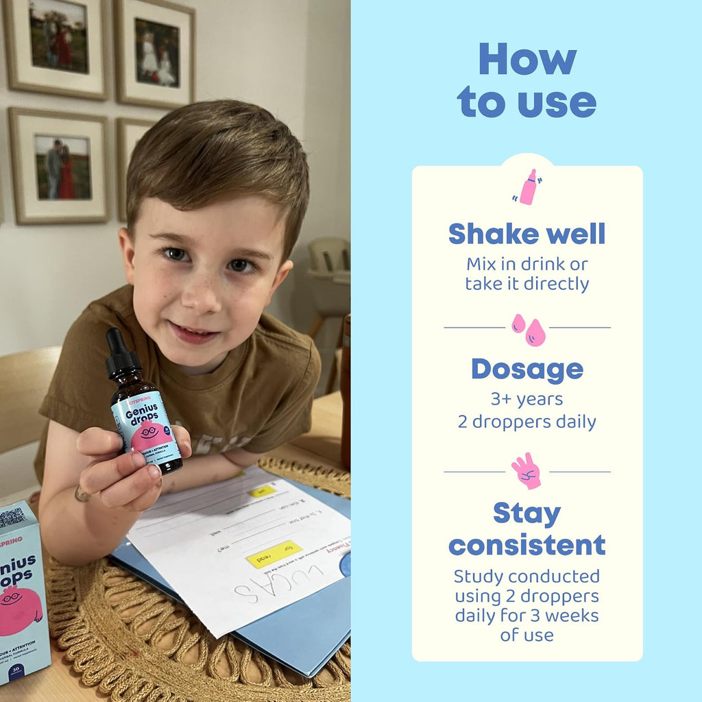 JoySpring kids focus drops with natural ingredients