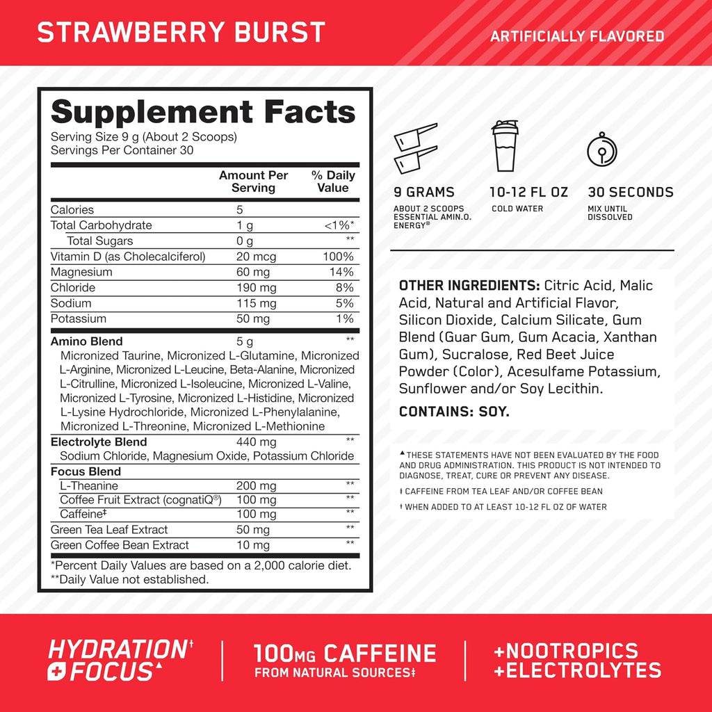 Juicy strawberry BCAA energy boost