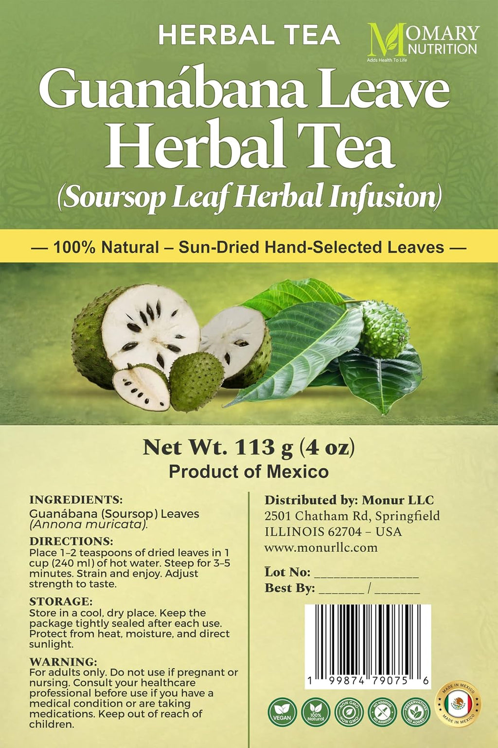 Jumbo size Guanábana tea package