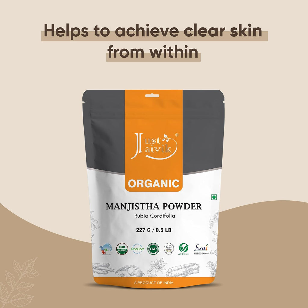 Just Jaivik Manjistha for vibrant turmeric tea