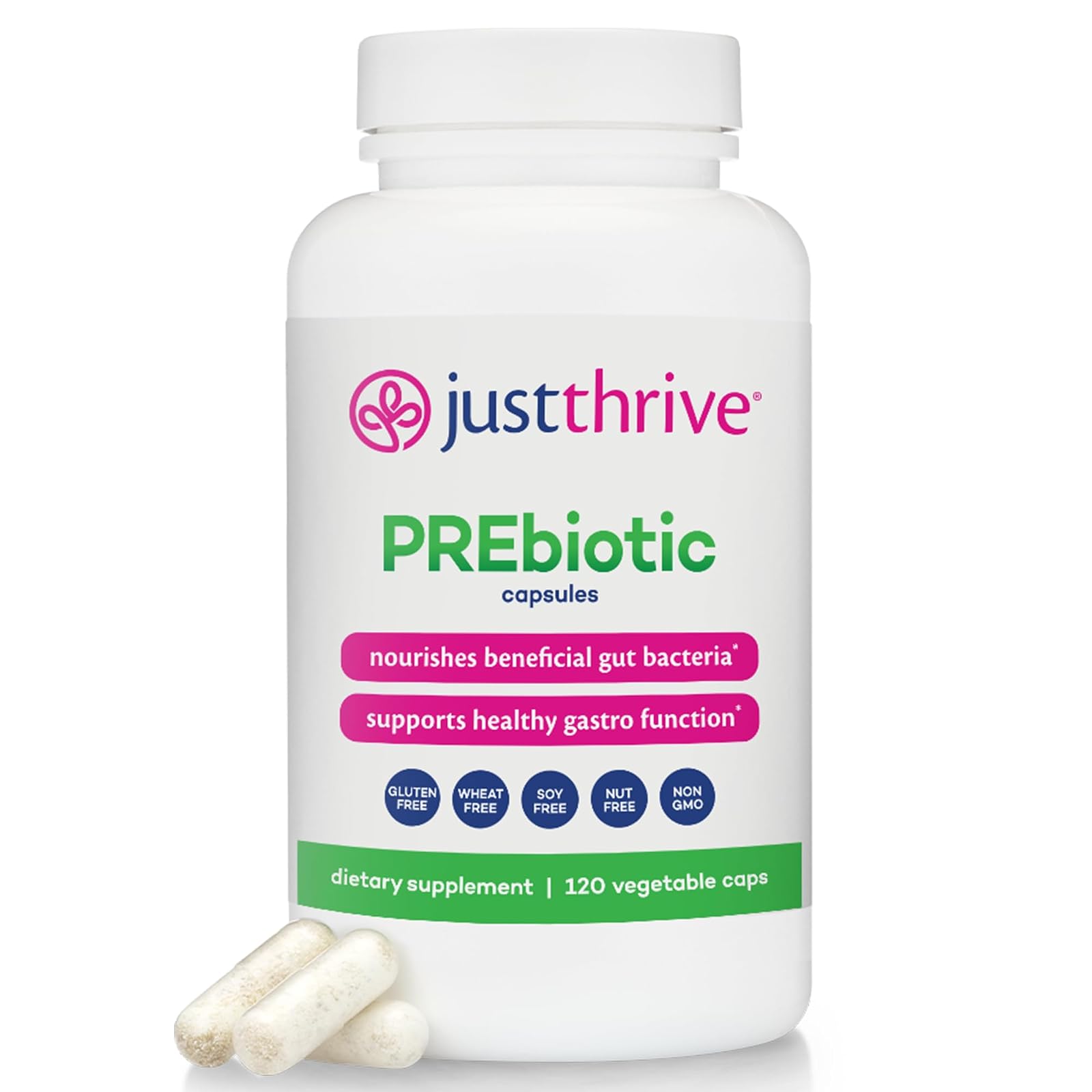 Just Thrive prebiotic capsules for gut health