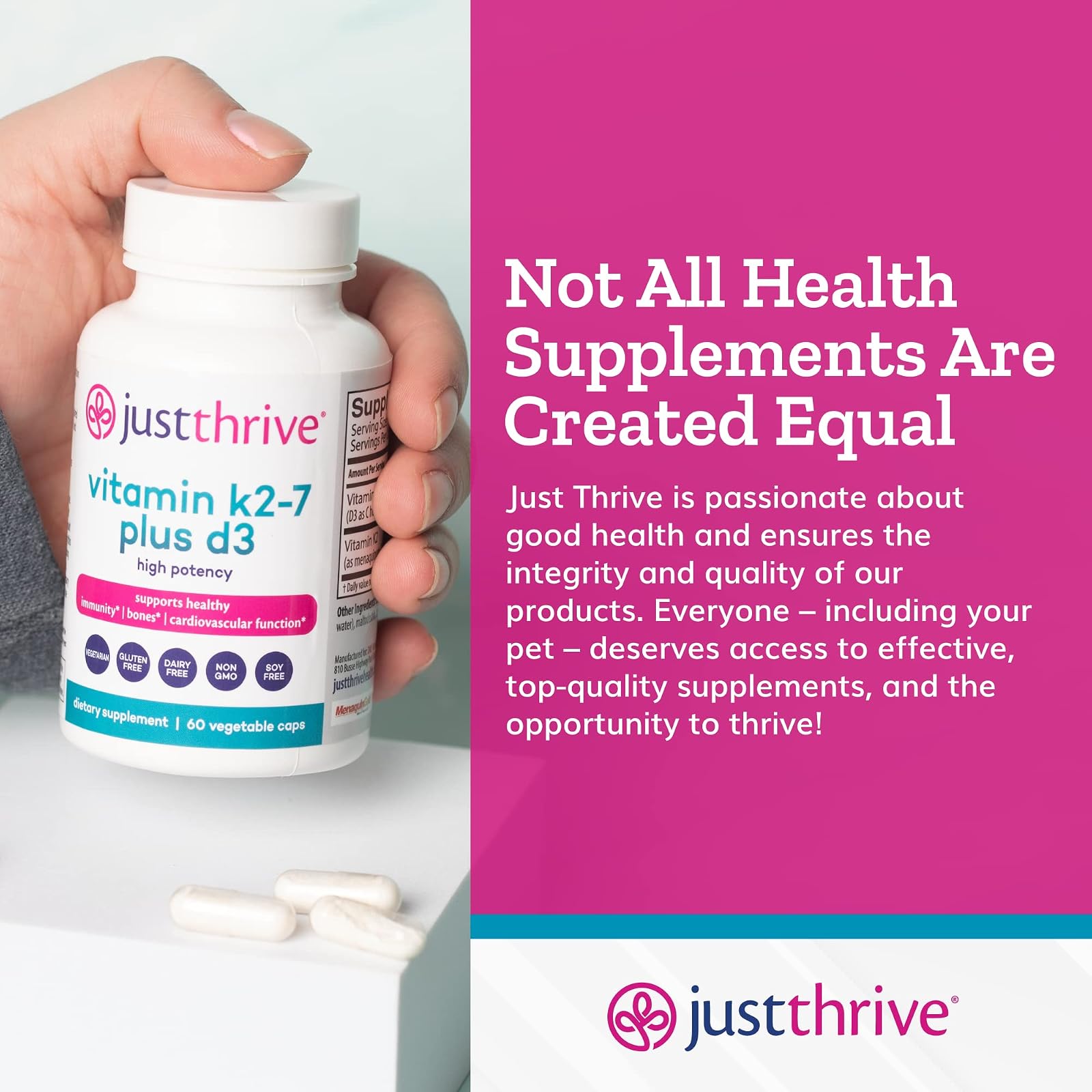Just Thrive vitamin D3 5000 IU capsules