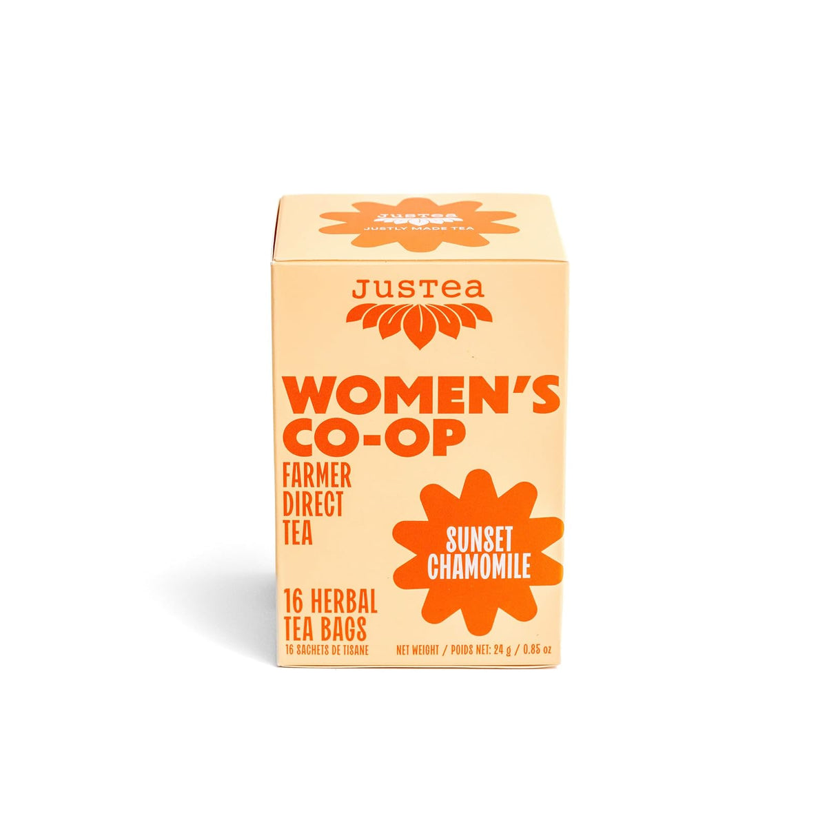 JusTea chamomile herbal tea bags