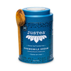 JusTea chamomile herbal tea tin