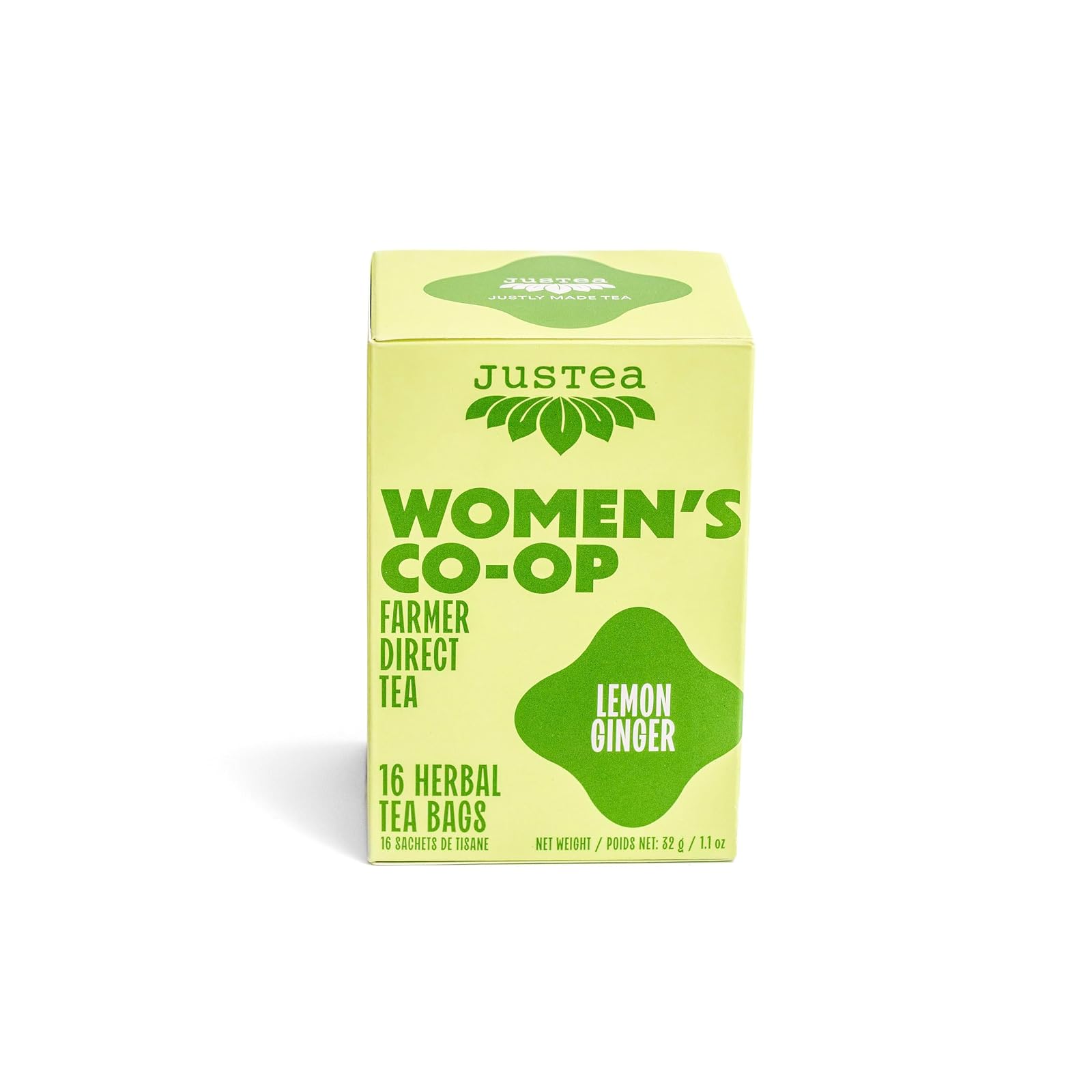 JusTea lemon ginger herbal tea bags