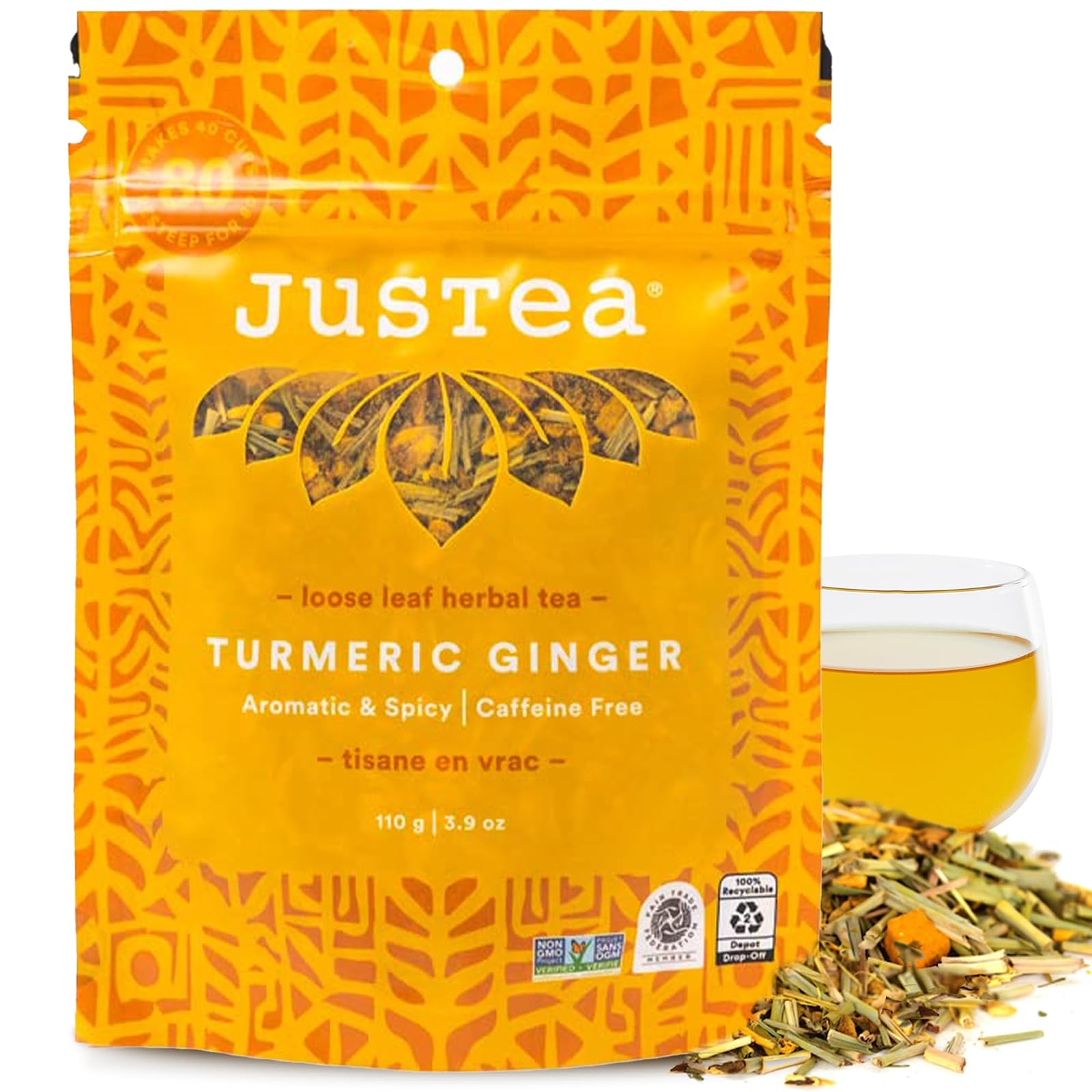 JusTea turmeric ginger herbal tea blend