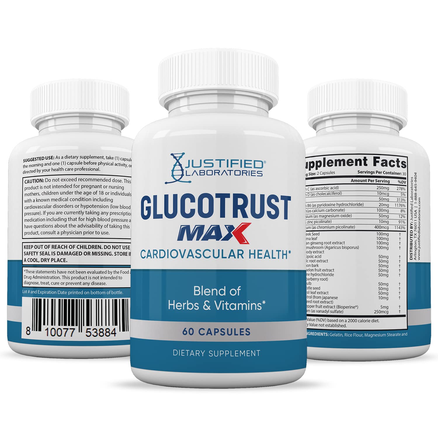 Justified Laboratories health supplement pack