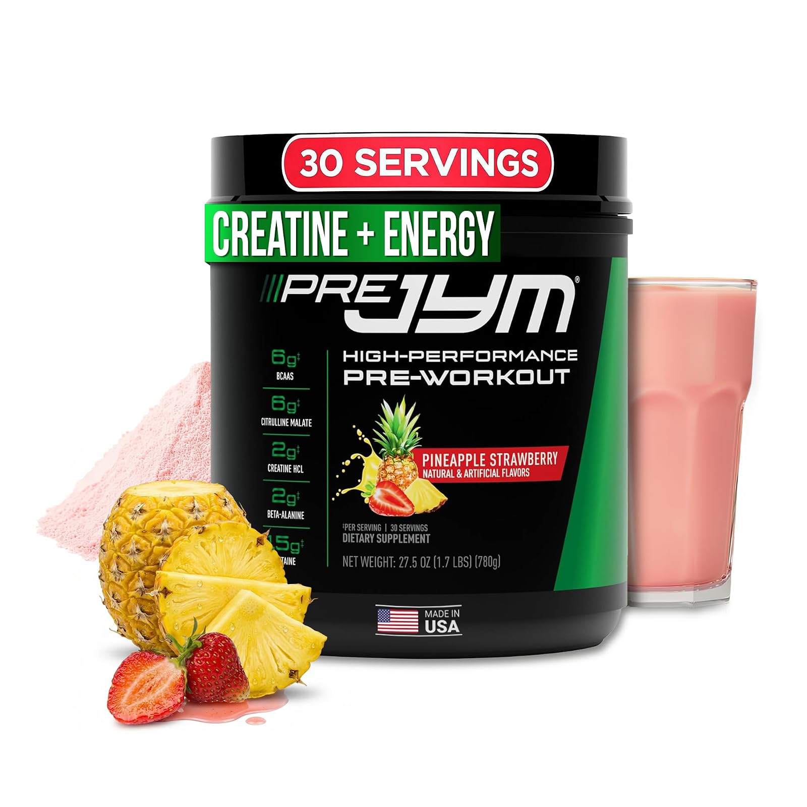 JYM pre-workout pineapple strawberry flavour