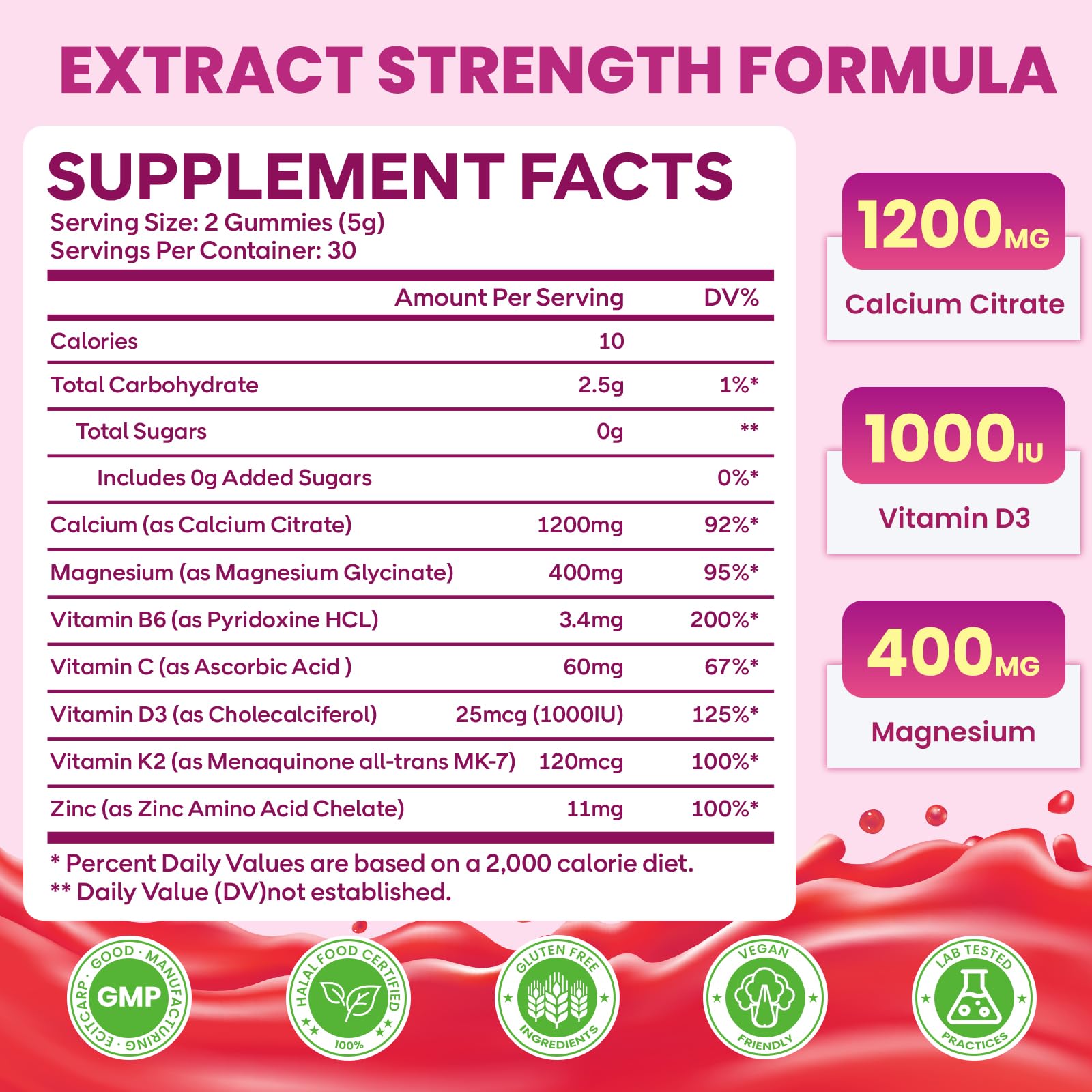 K2 enriched calcium gummies for health