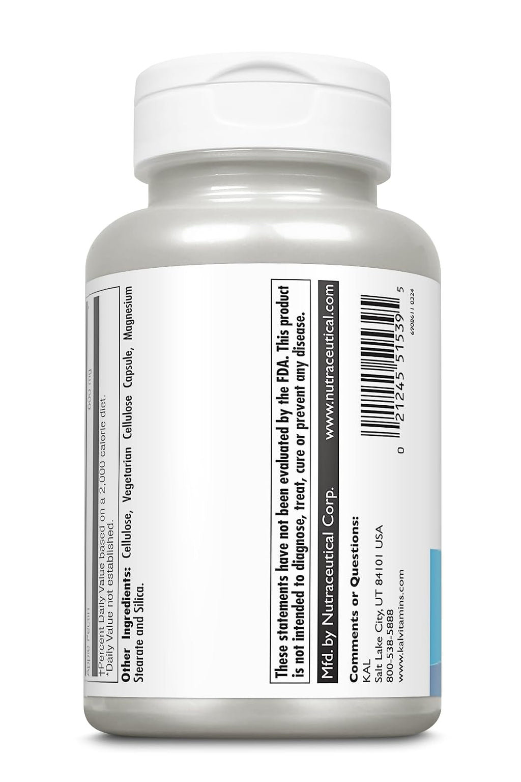 Kal apple pectin 600 mg fiber boost