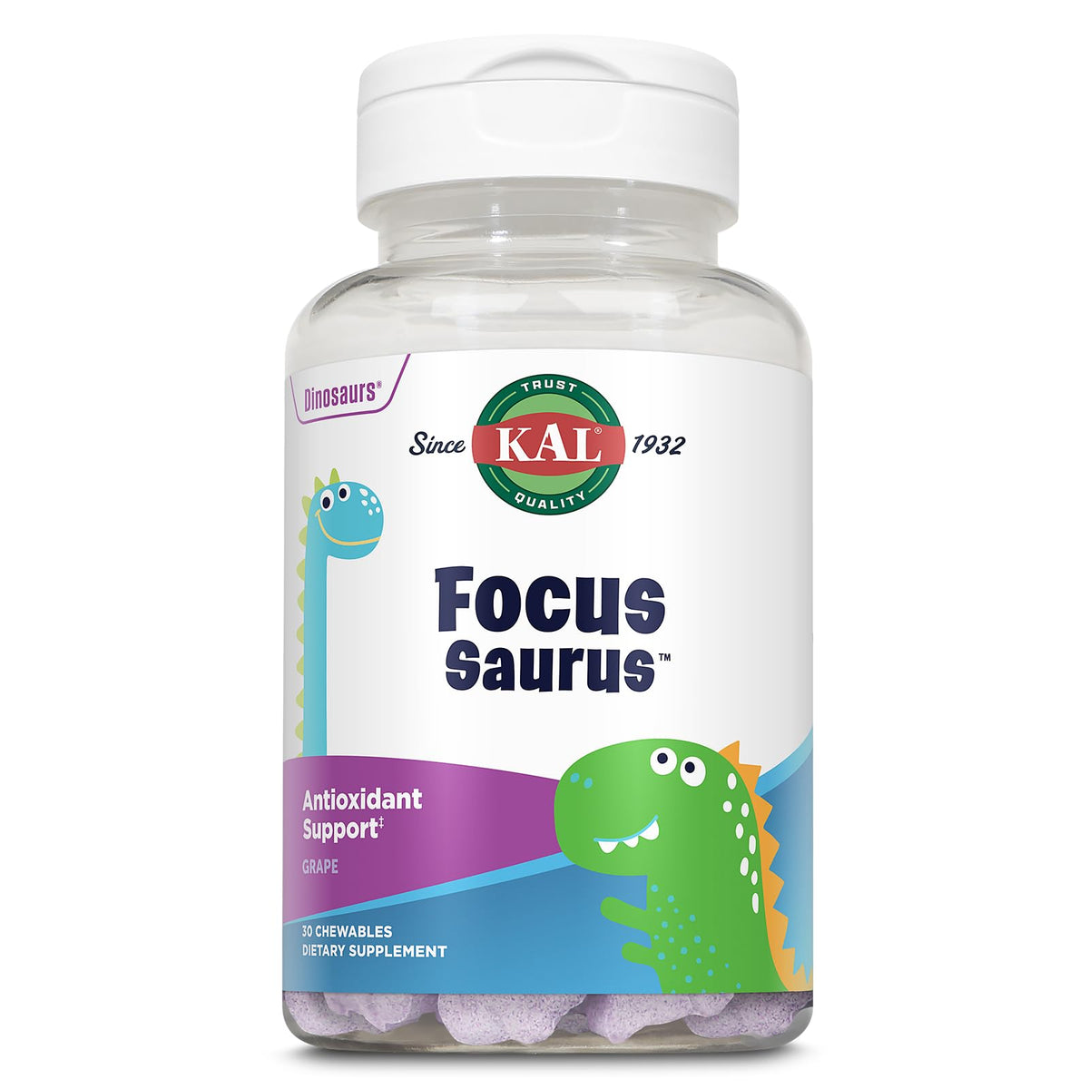 Kal Focus-Saurus Grape multivitamin gummies