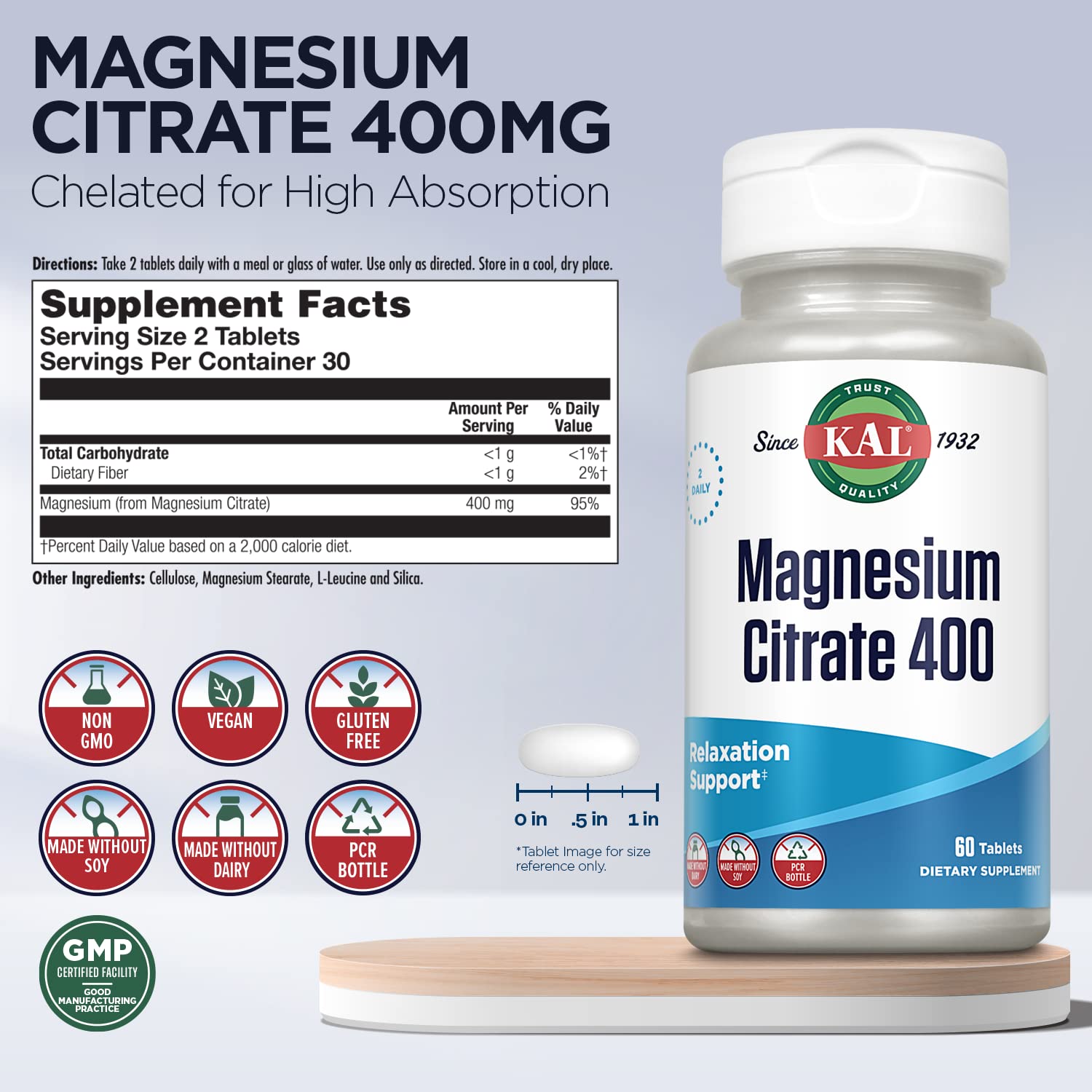 KAL magnesium citrate 400 mg dosage