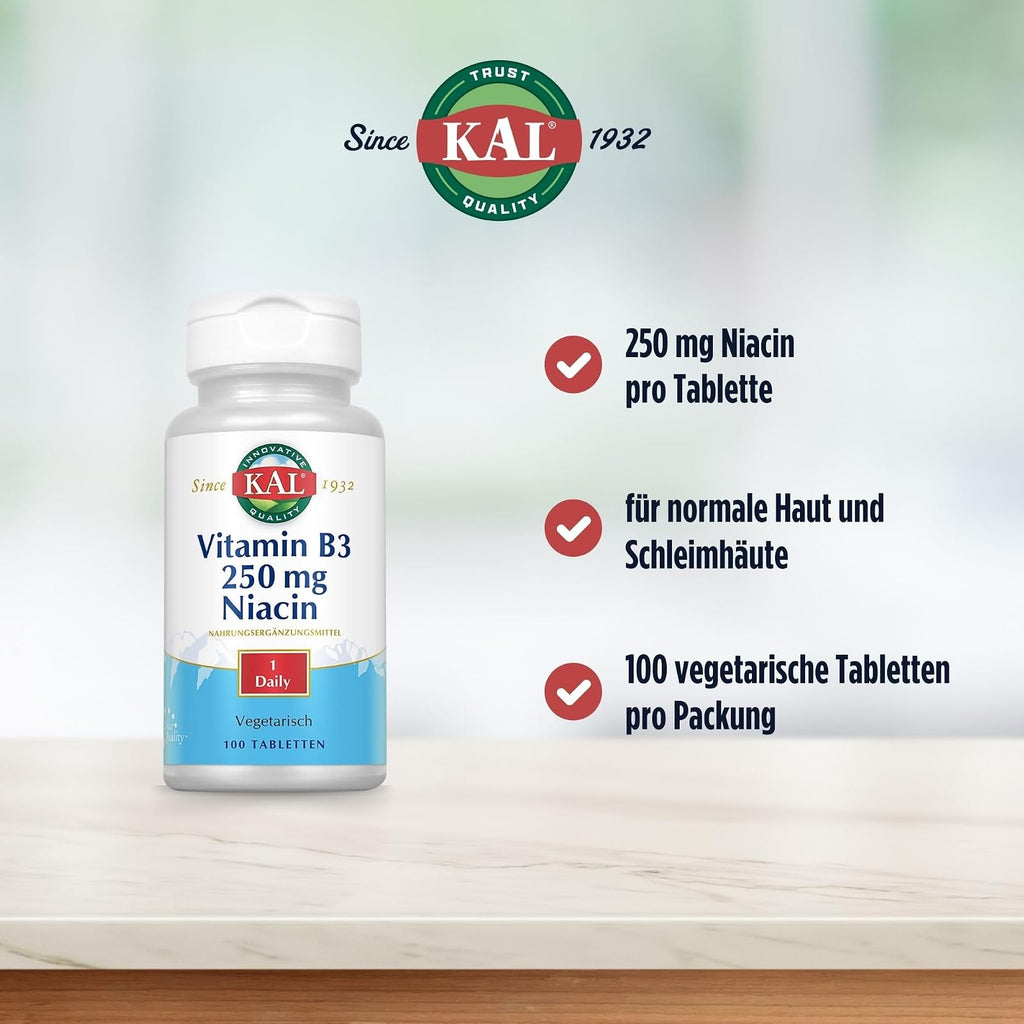 Kal Niacin tablets for healthy skin
